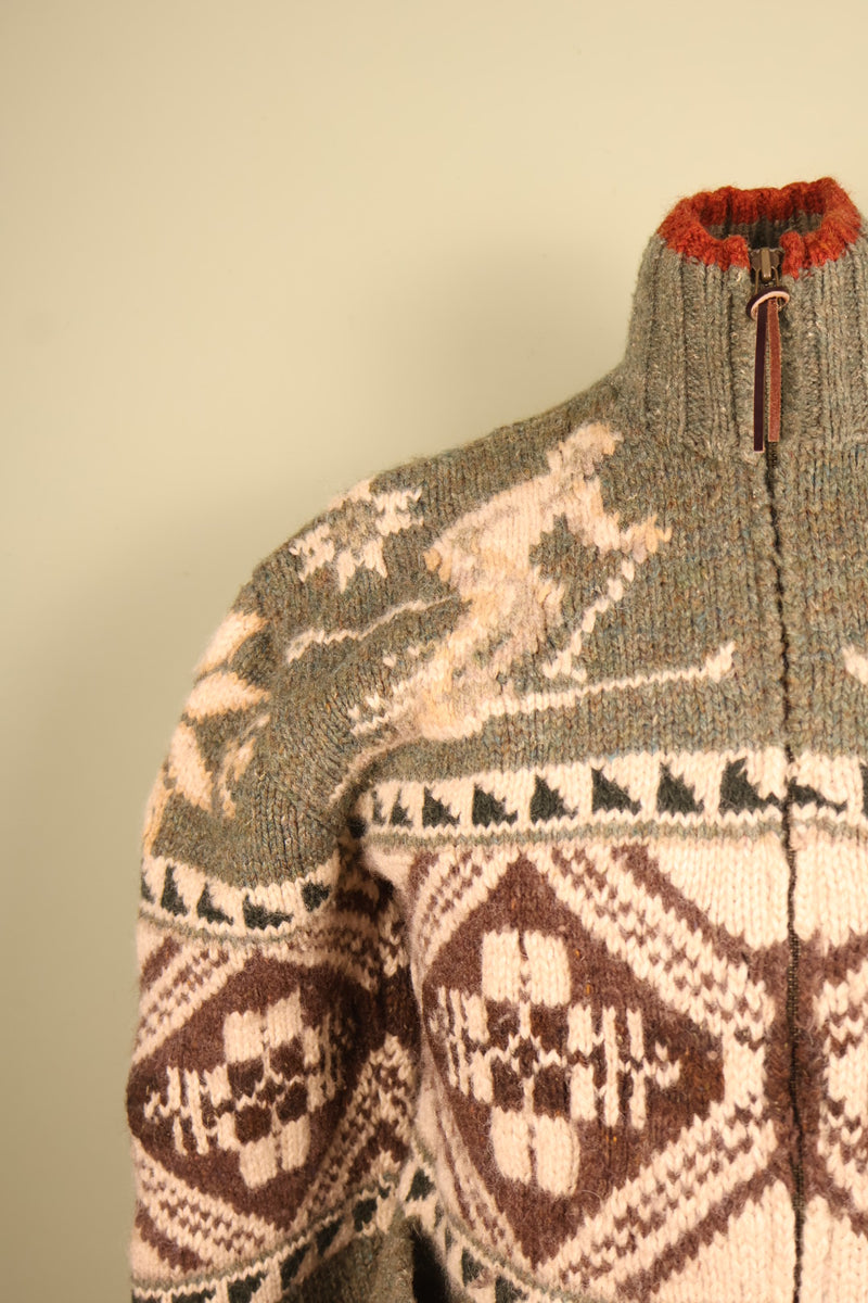 Vintage Ralph Lauren Rare 90’s Handknit Ski Zip Up Wool Jumper ...